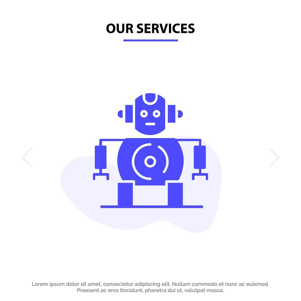 Our Services Cnc Robotics Technology Solid Glyph Icon Web Card Template