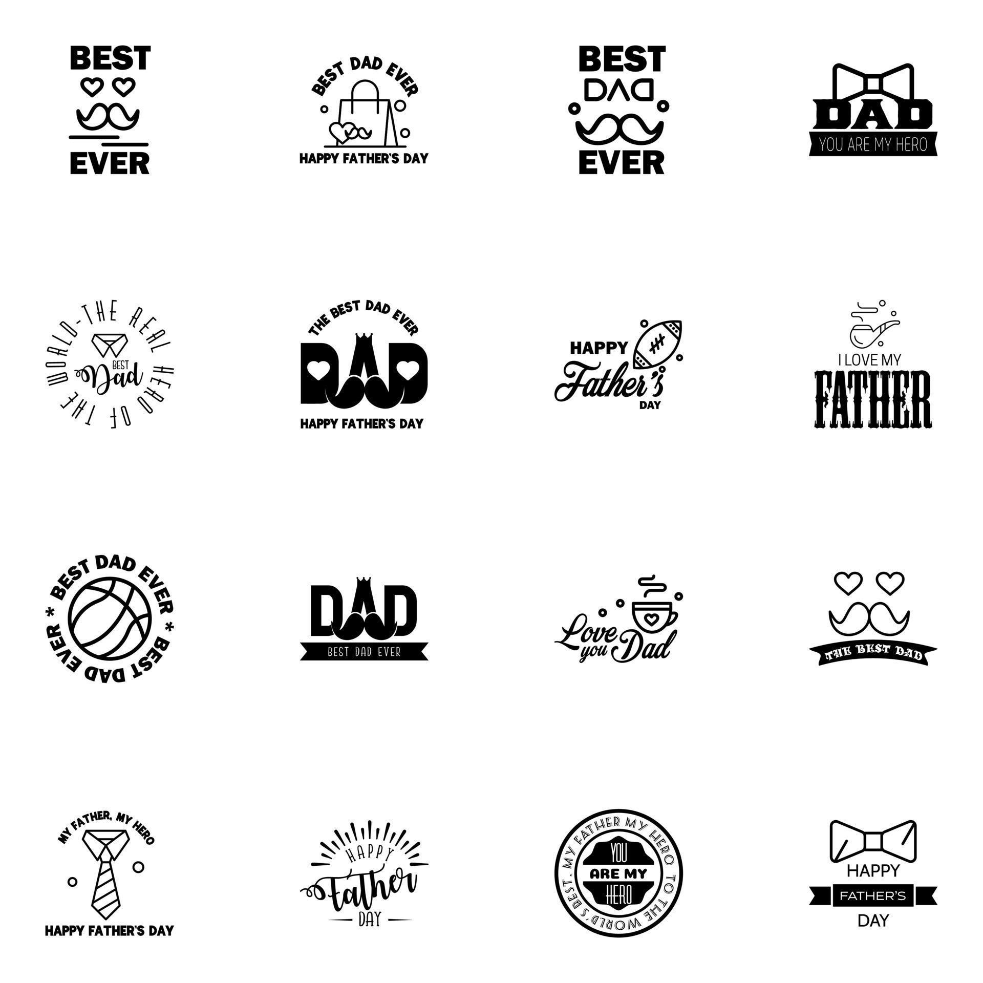 Love You Papa Card Design For Happy Fathers Day Typography Collection 16 Black Design Editable