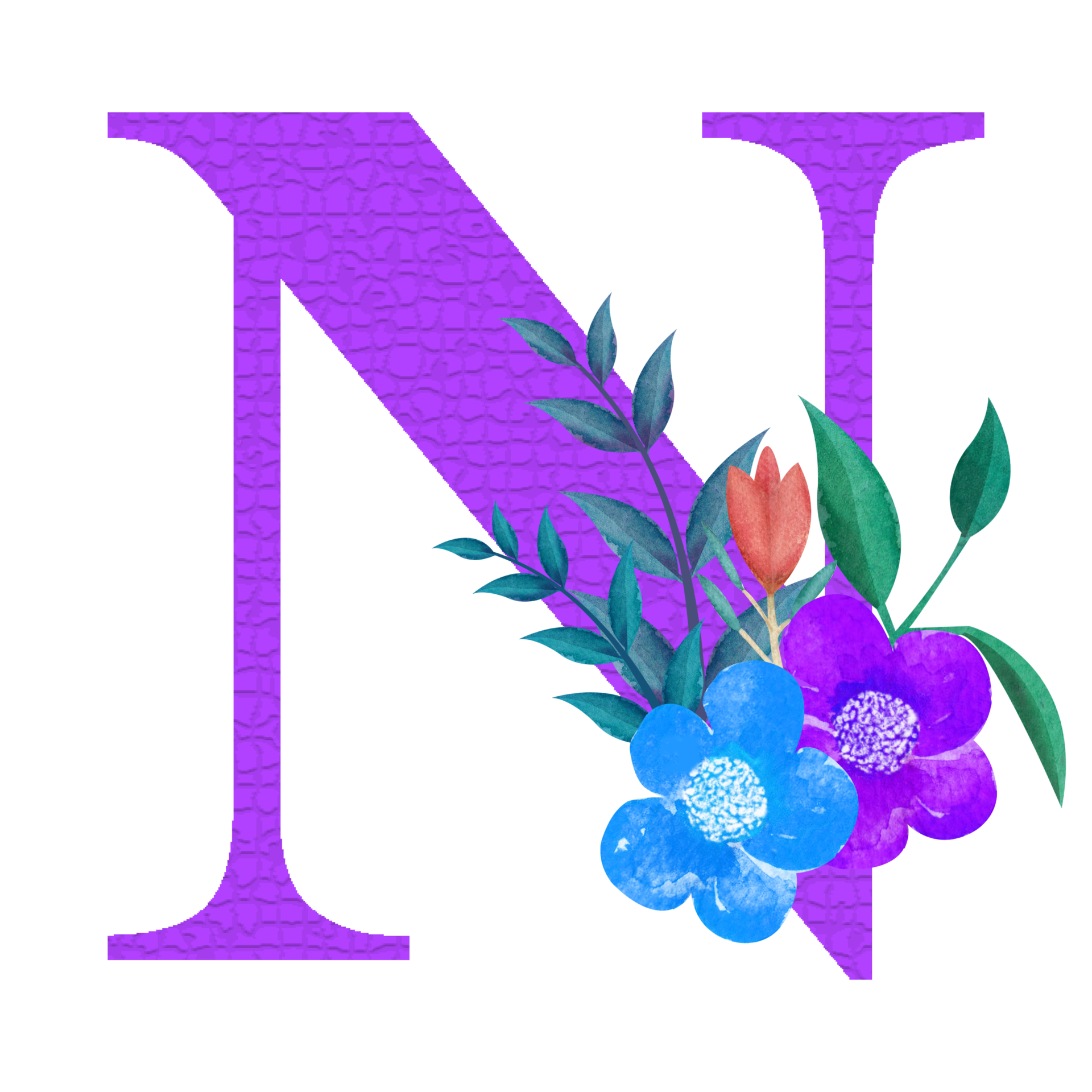 clipart de alfabeto floral, design de clipart de letras botânicas ...