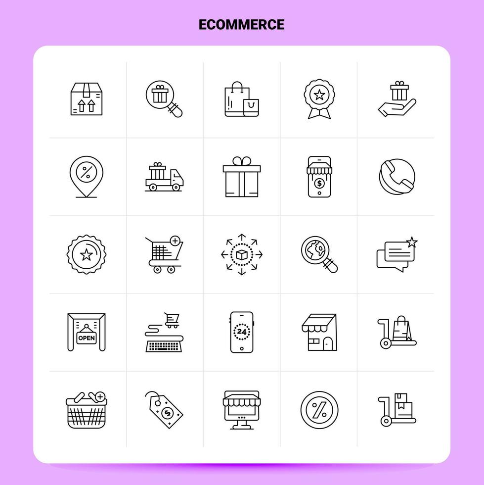 Outline 25 Ecommerce Icon Set Vector Line Style Design Black Icons Set Linear Pictogram Pack Web