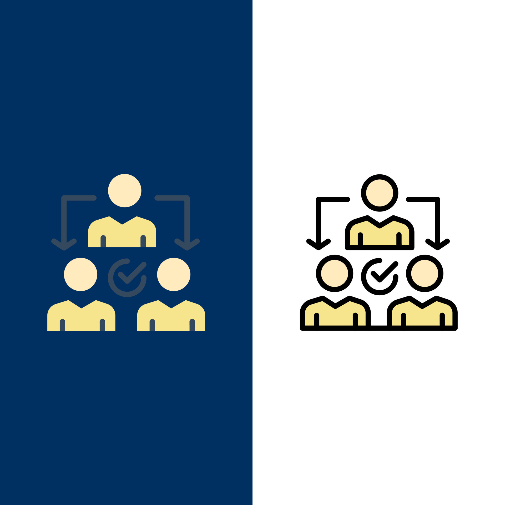 Assignment Delegate Delegating Distribution Icons Flat And Line Filled Icon Set Vector Blue