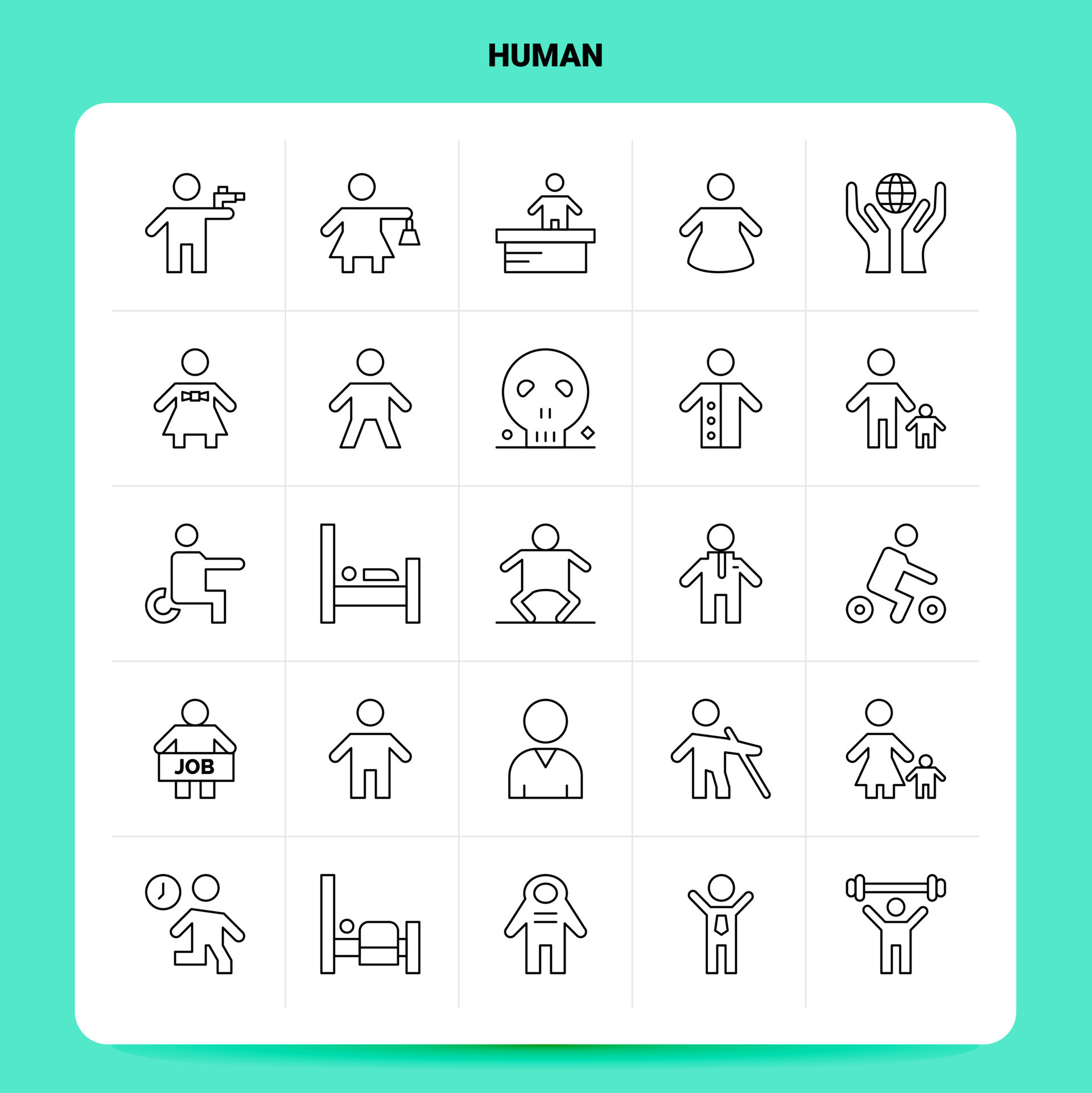 Outline 25 Human Icon Set Vector Line Style Design Black Icons Set Linear Pictogram Pack Web And