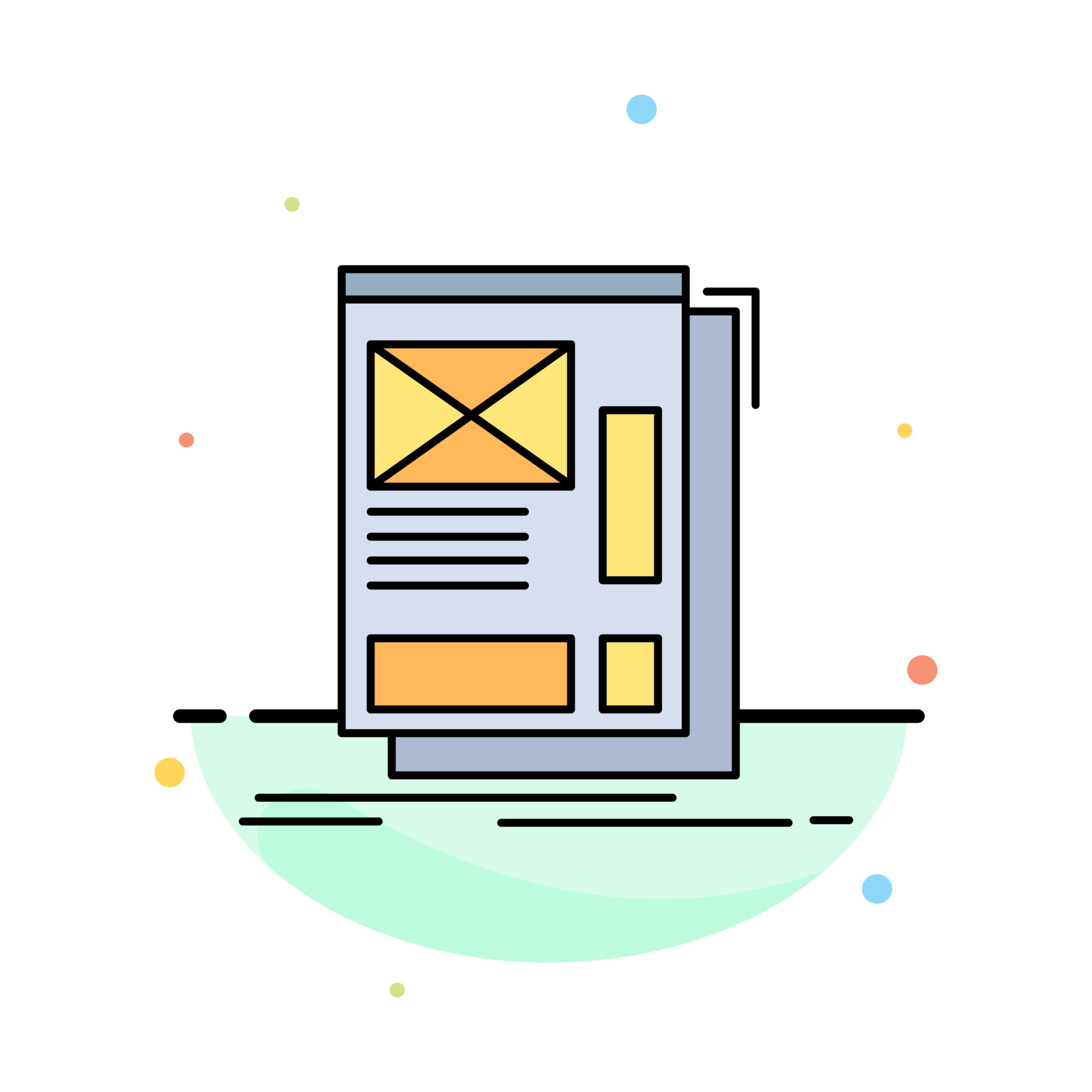 Wire Framing Web Layout Development Flat Color Icon Vector 19171842