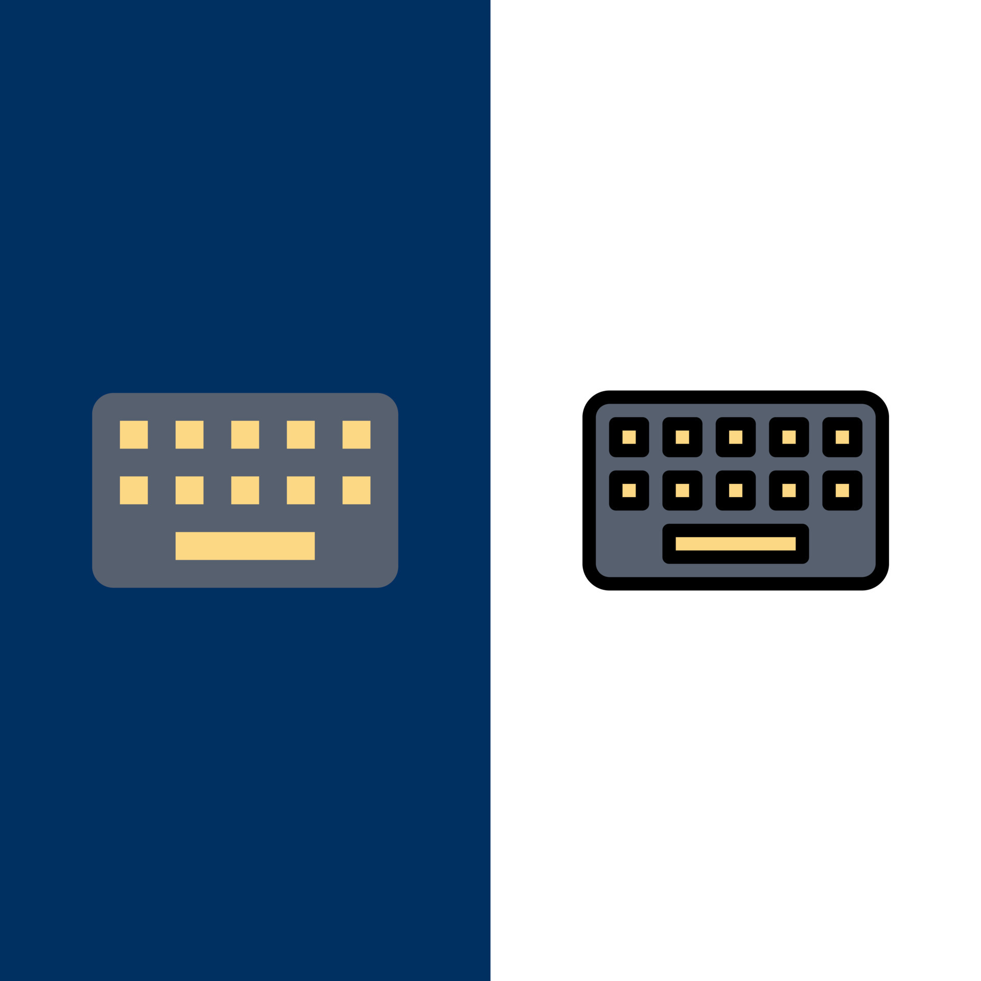 Keyboard Typing Board Key Icons Flat And Line Filled Icon Set Vector Blue Background 19172781