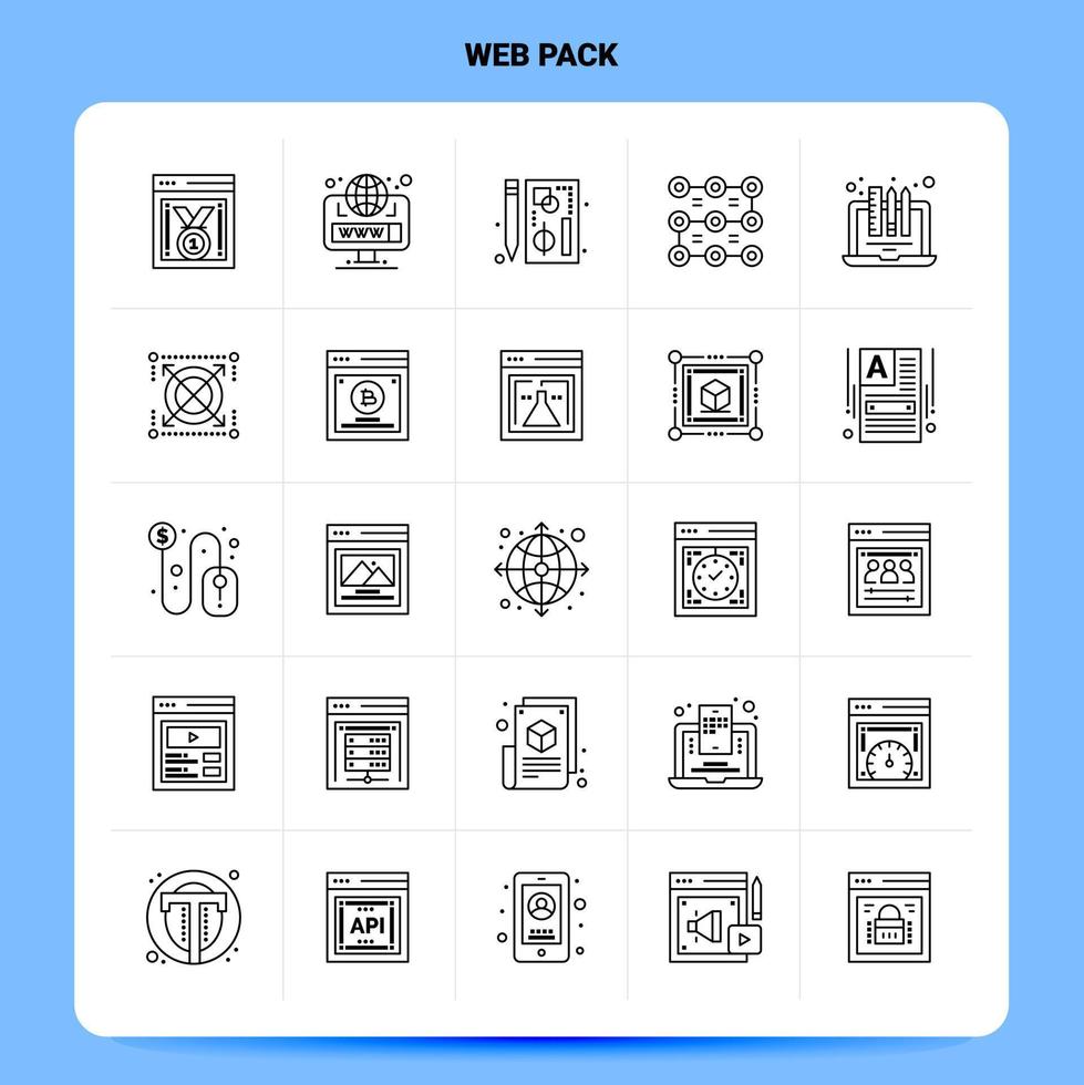 Outline 25 Web Pack Icon Set Vector Line Style Design Black Icons Set Linear Pictogram Pack Web