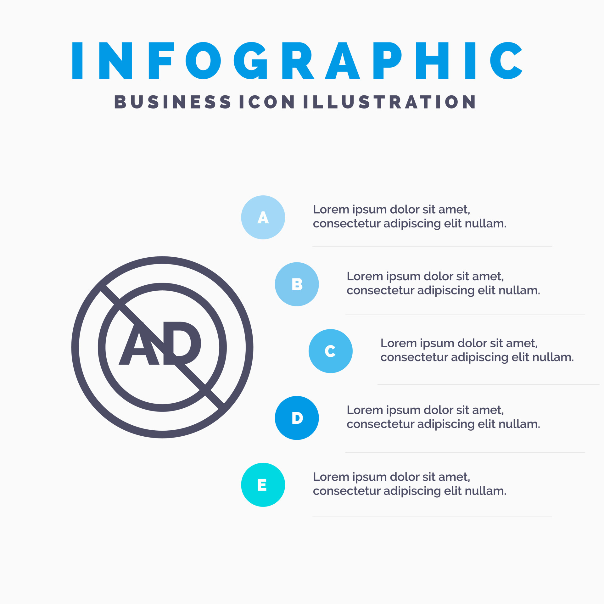 Ad Ad Block Advertisement Advertising Block Line Icon With 5 Steps Presentation Infographics