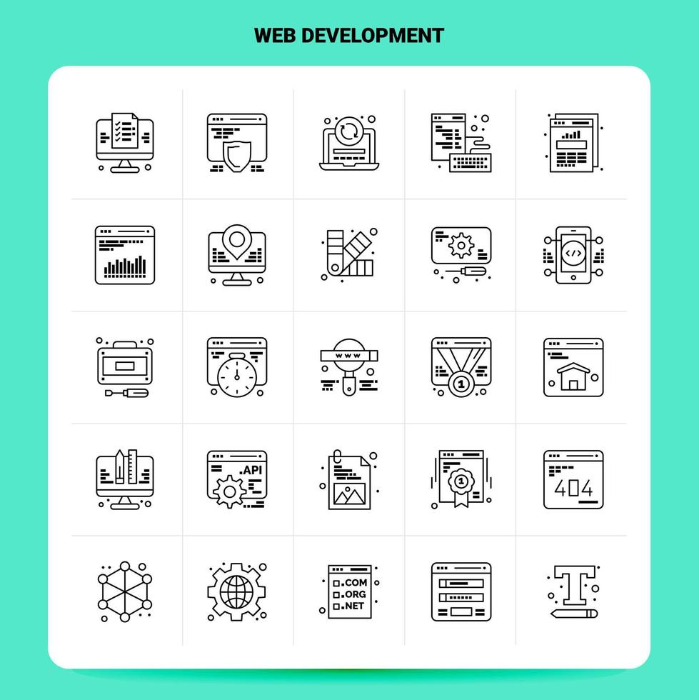 OutLine 25 Web Development Icon set Vector Line Style Design Black Icons Set Linear pictogram ...