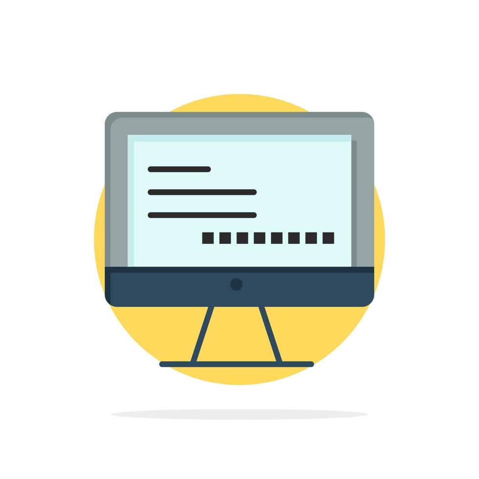 Computer Monitor Text Education Abstract Circle Background Flat Color Icon 19175428 Vector Art