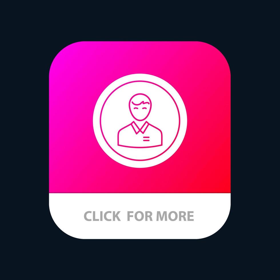 Avatar Business Human Man Person Profile User Mobile App Button Android and IOS Glyph Version ...