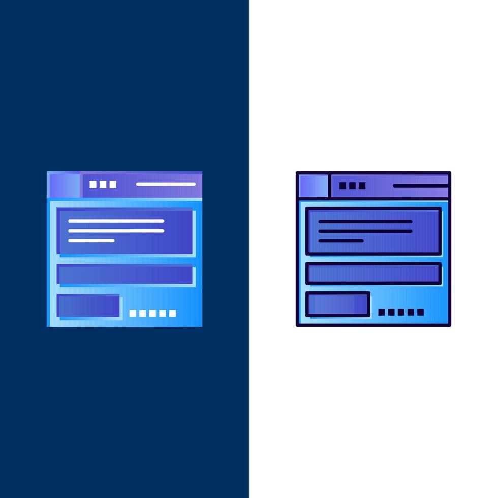File Browser Computing Code Icons Flat And Line Filled Icon Set Vector