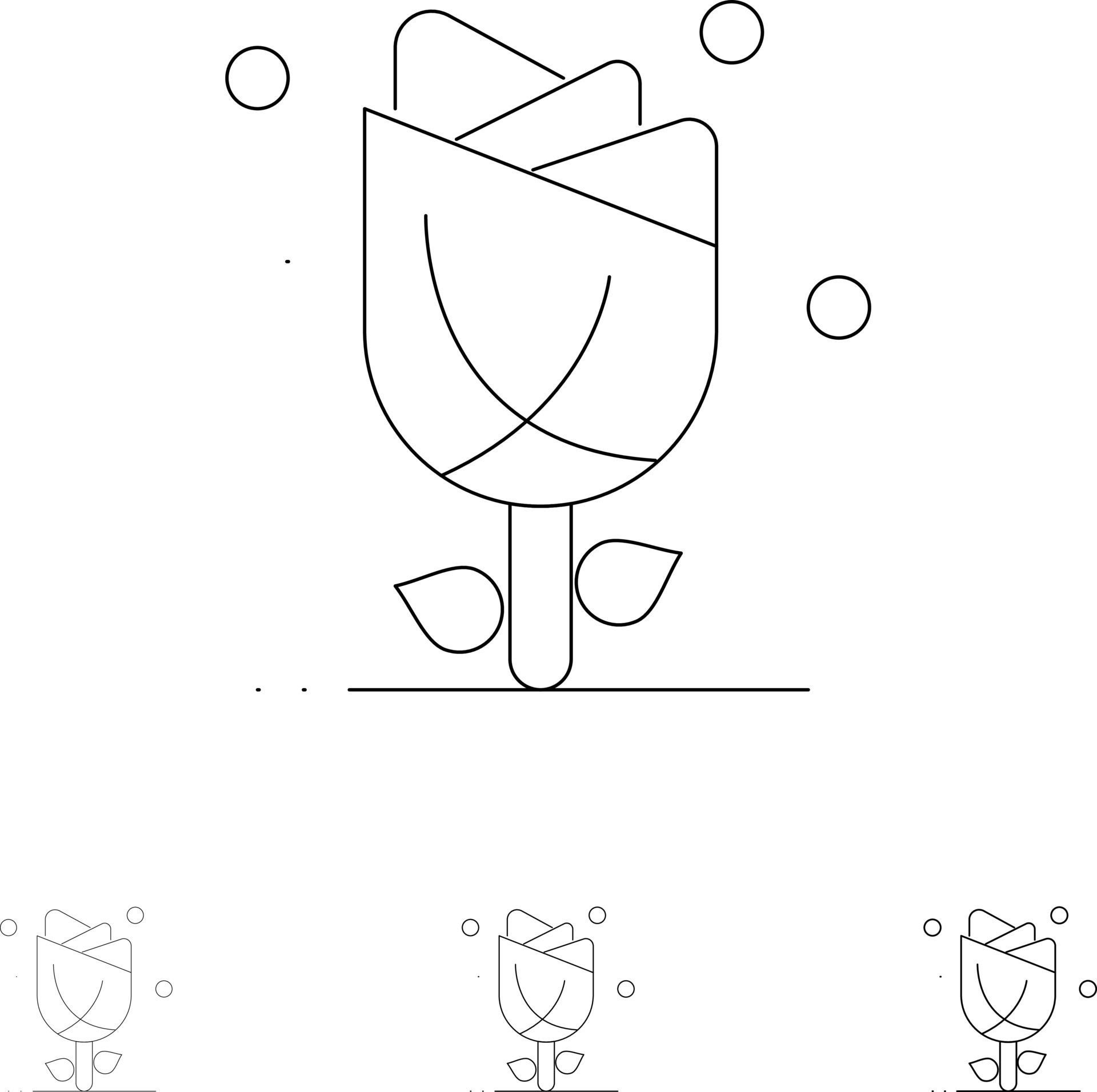 Flora Floral Flower Nature Rose Bold and thin black line icon set ...