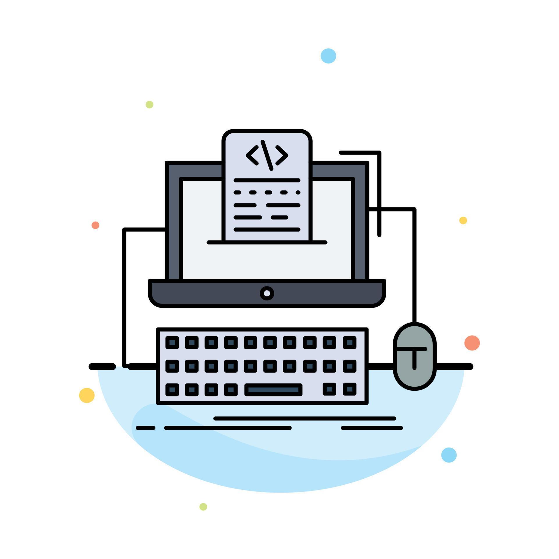 Code Coding Computer Monoblock Screen Flat Color Icon Vector 19177178 Vector Art At Vecteezy