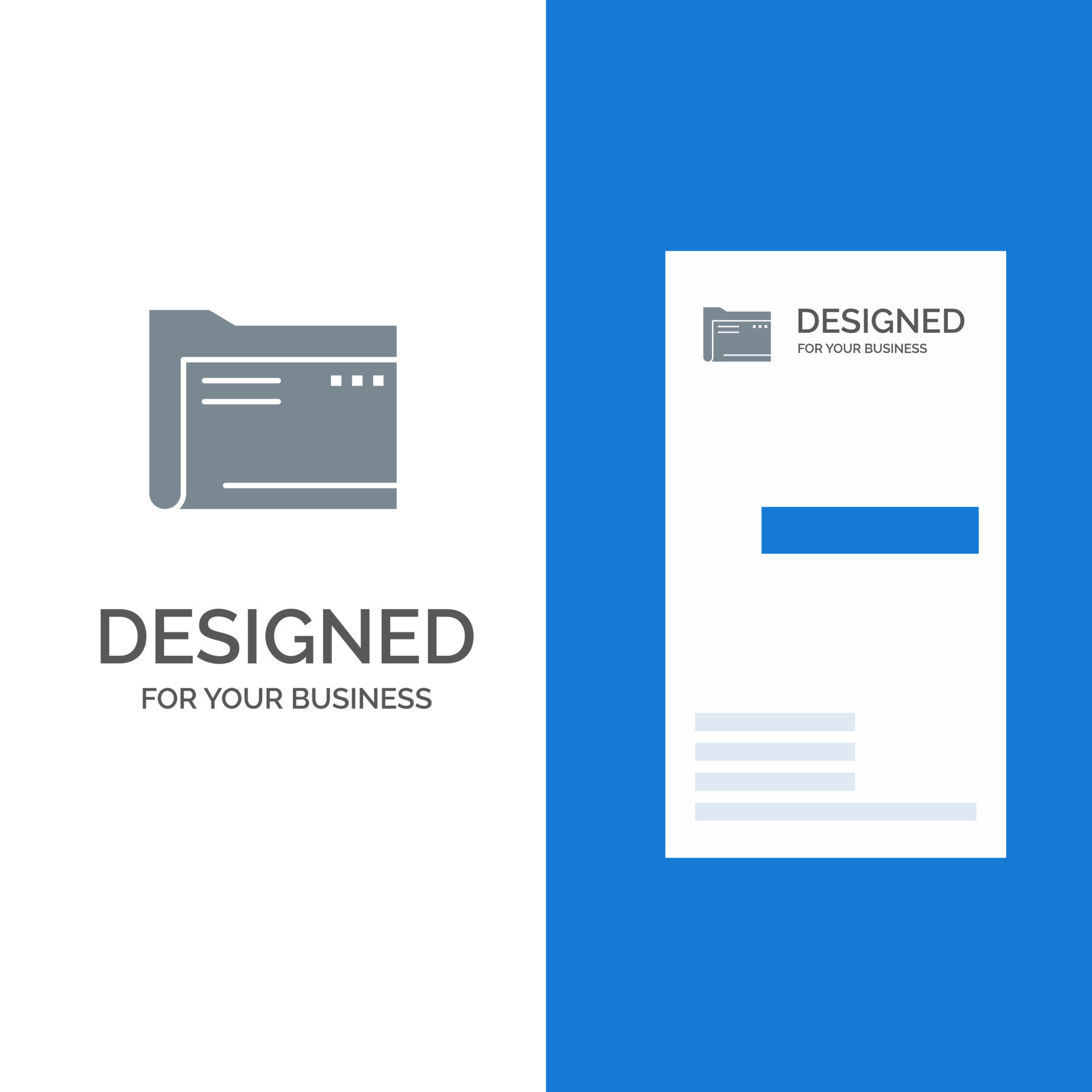 Folder Archive Computer Document Empty File Storage Grey Logo Design and Business Card Template ...