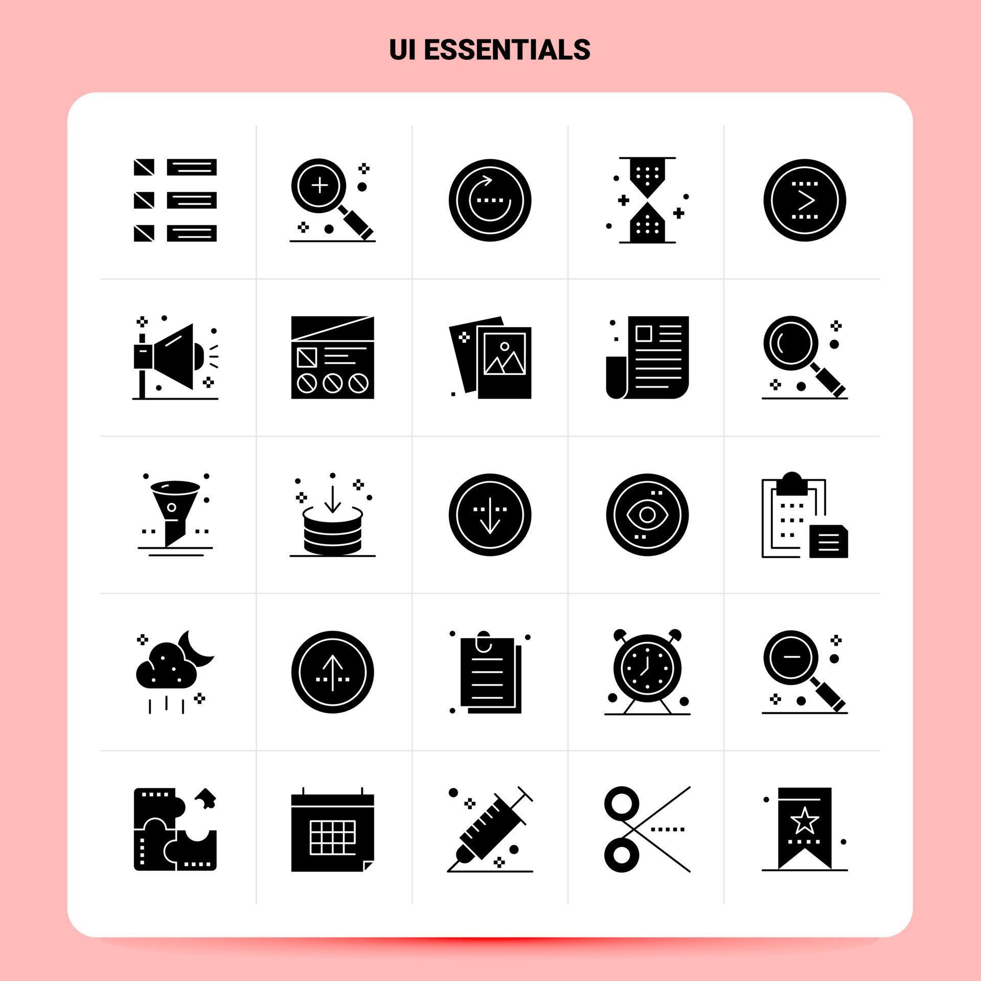 Solid 25 Ui Essentials Icon set Vector Glyph Style Design Black Icons ...