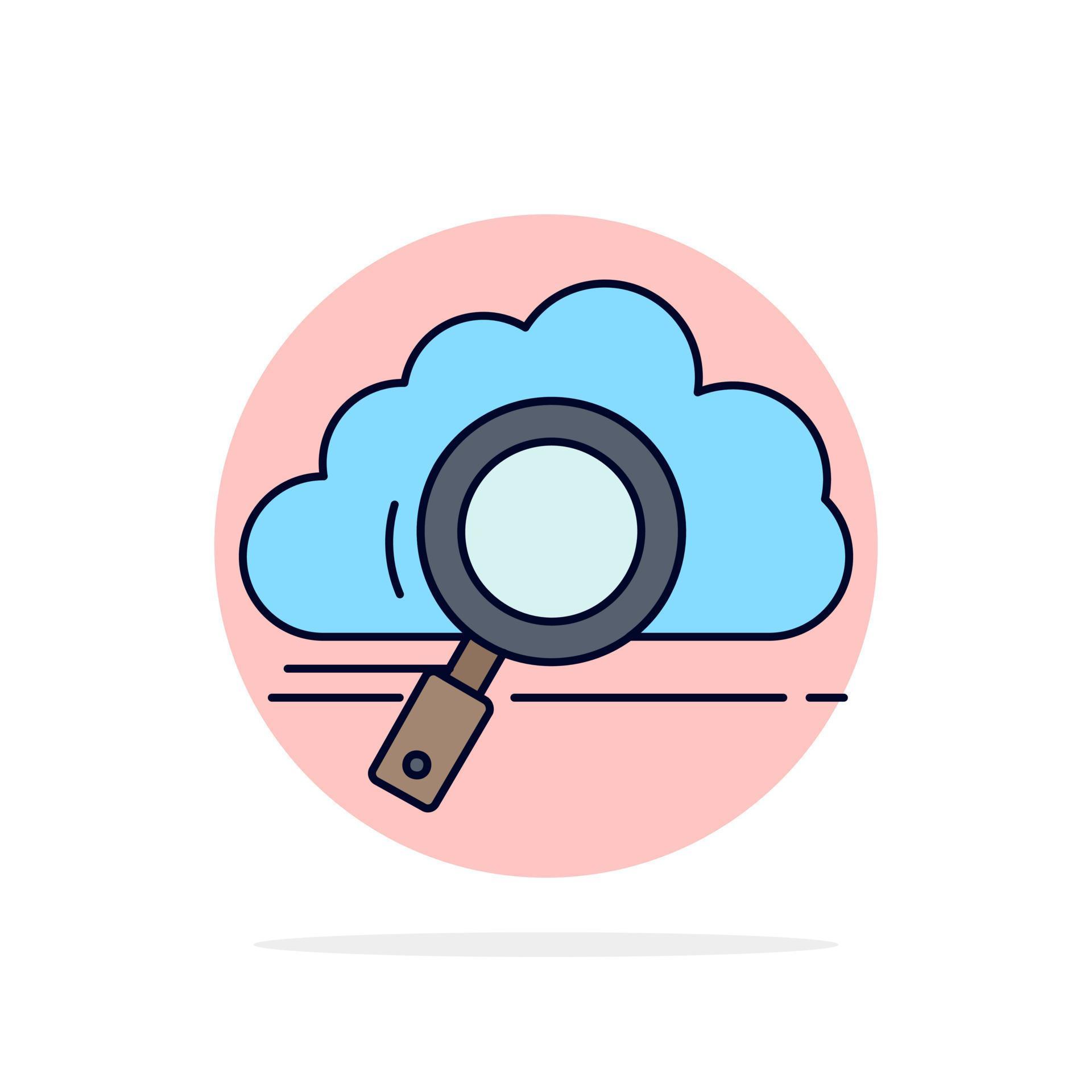 Cloud Search Storage Technology Computing Flat Color Icon Vector