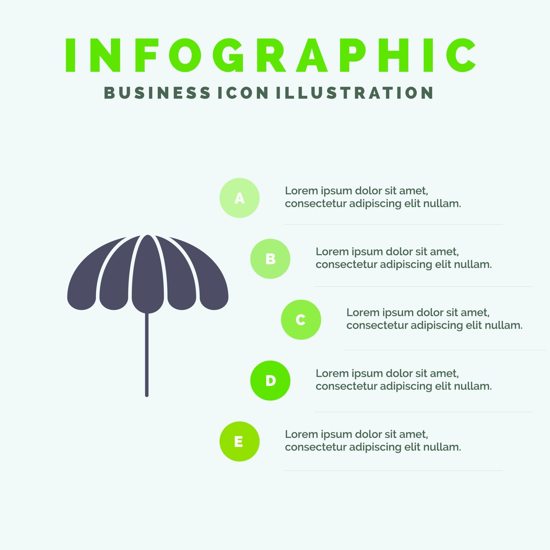 Beach Umbrella Weather Wet Solid Icon Infographics 5 Steps Presentation ...