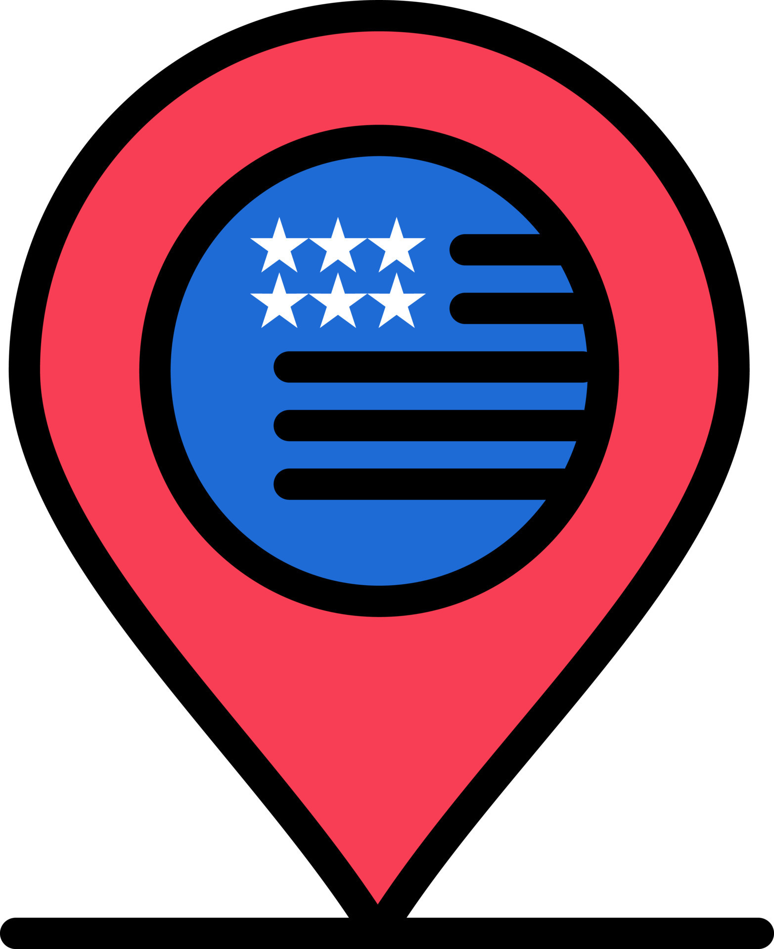 American Location Map Sign Flat Color Icon Vector Icon Banner Template