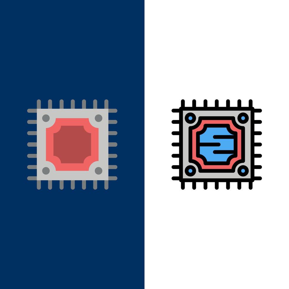 Cpu Microchip Processor Icons Flat and Line Filled Icon Set Vector Blue ... Cpu Microchip Processor Icons Flat and Line Filled Icon Set Vector Blue ...