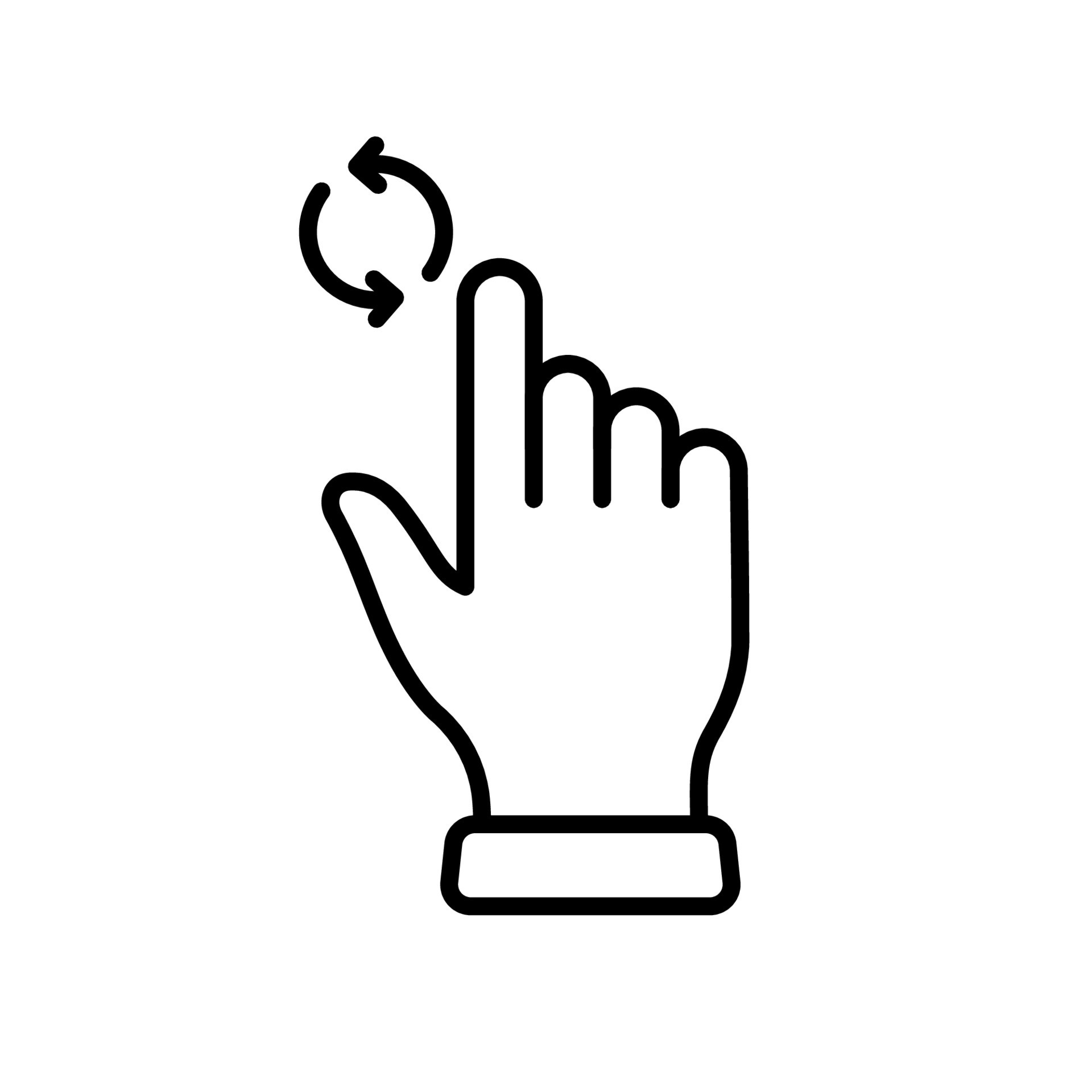 Update, Repeat Circle Arrow with Hand Finger Line Icon. Swipe for Refresh Linear Pictogram ...