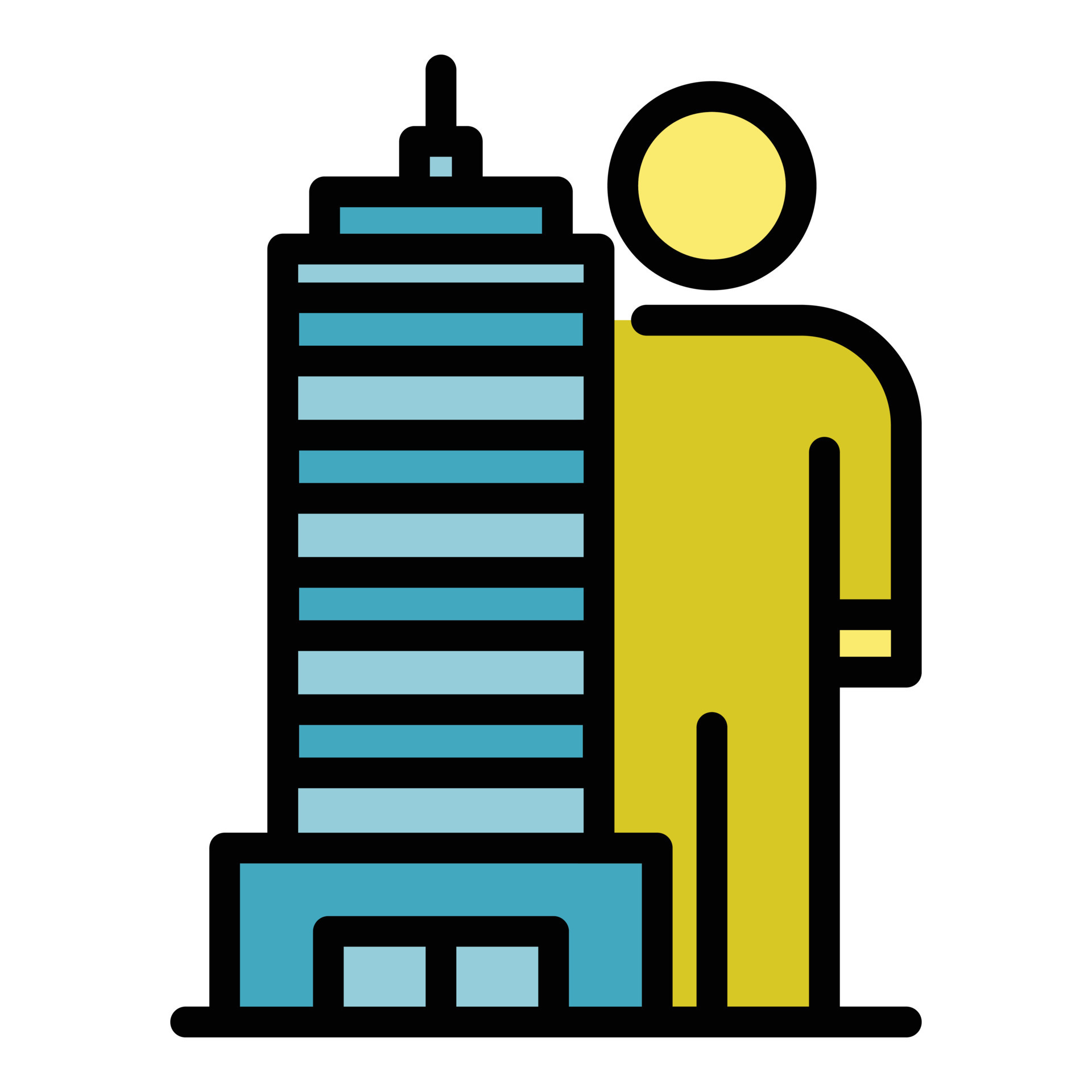 Tall building and man icon color outline vector 19195184 Vector Art at ...