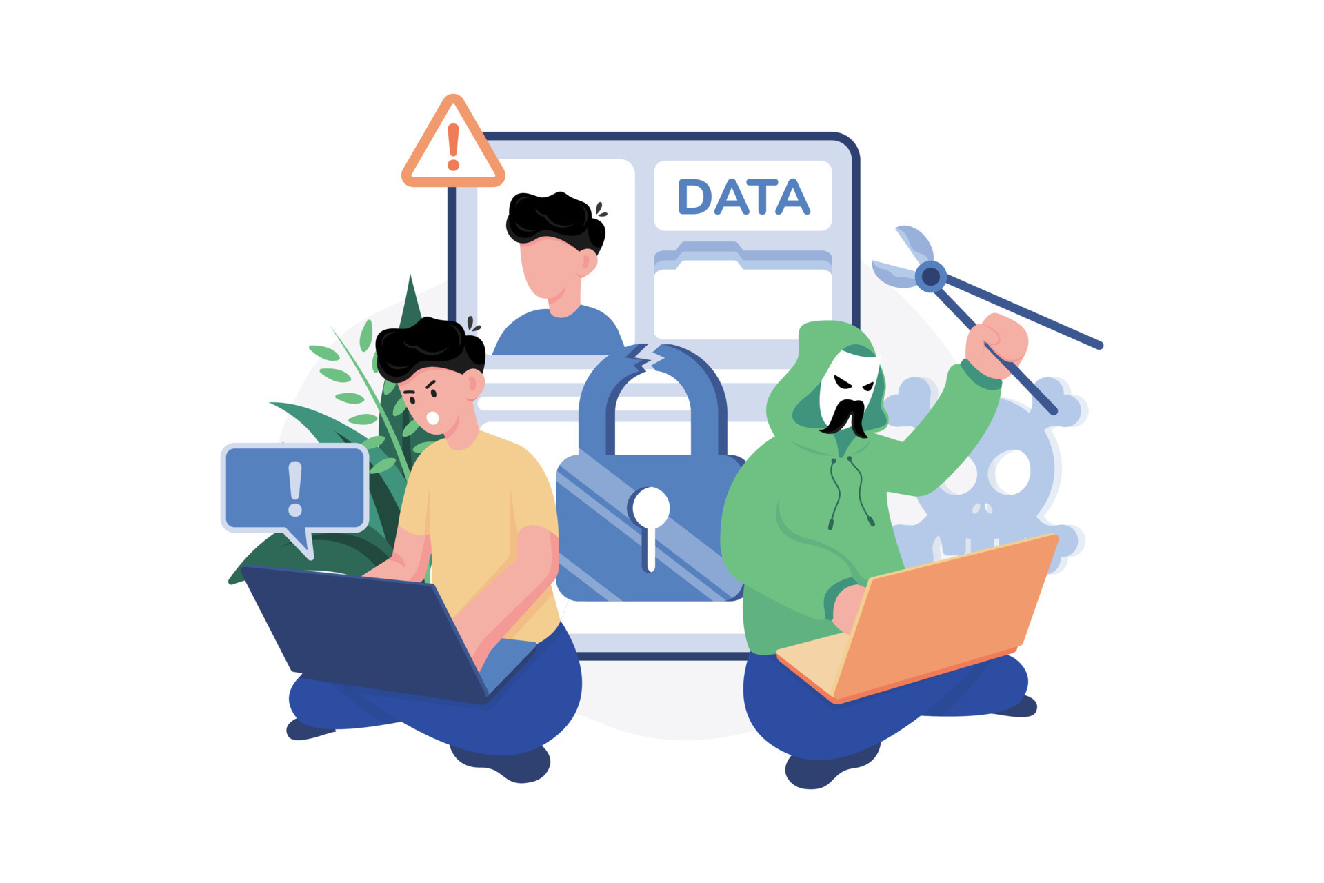 Hacker Stealing User Data Illustration Concept A Flat Illustration