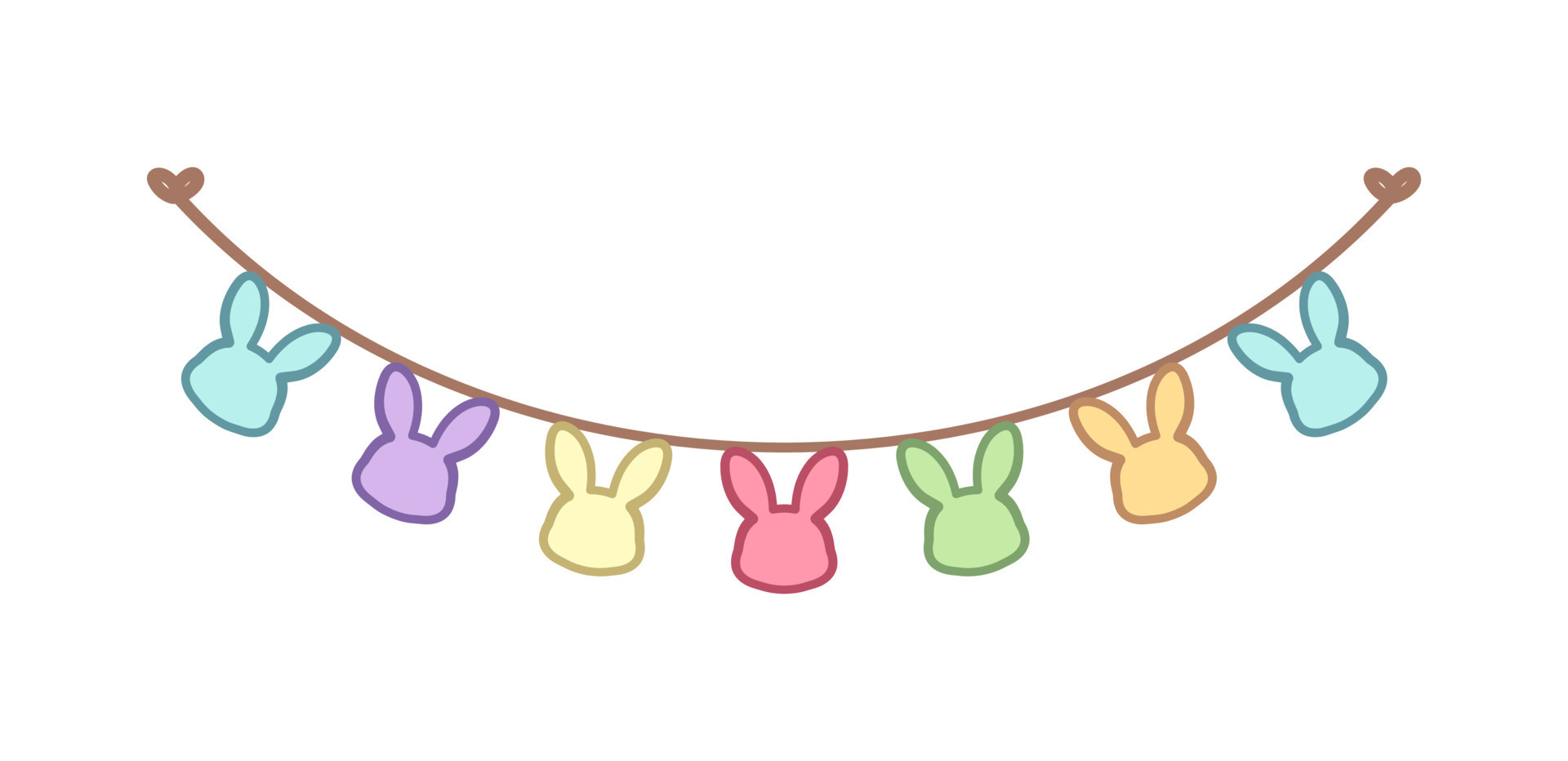 Easter colorful pastel rabbit head bunting clipart 19200454 Vector Art ...