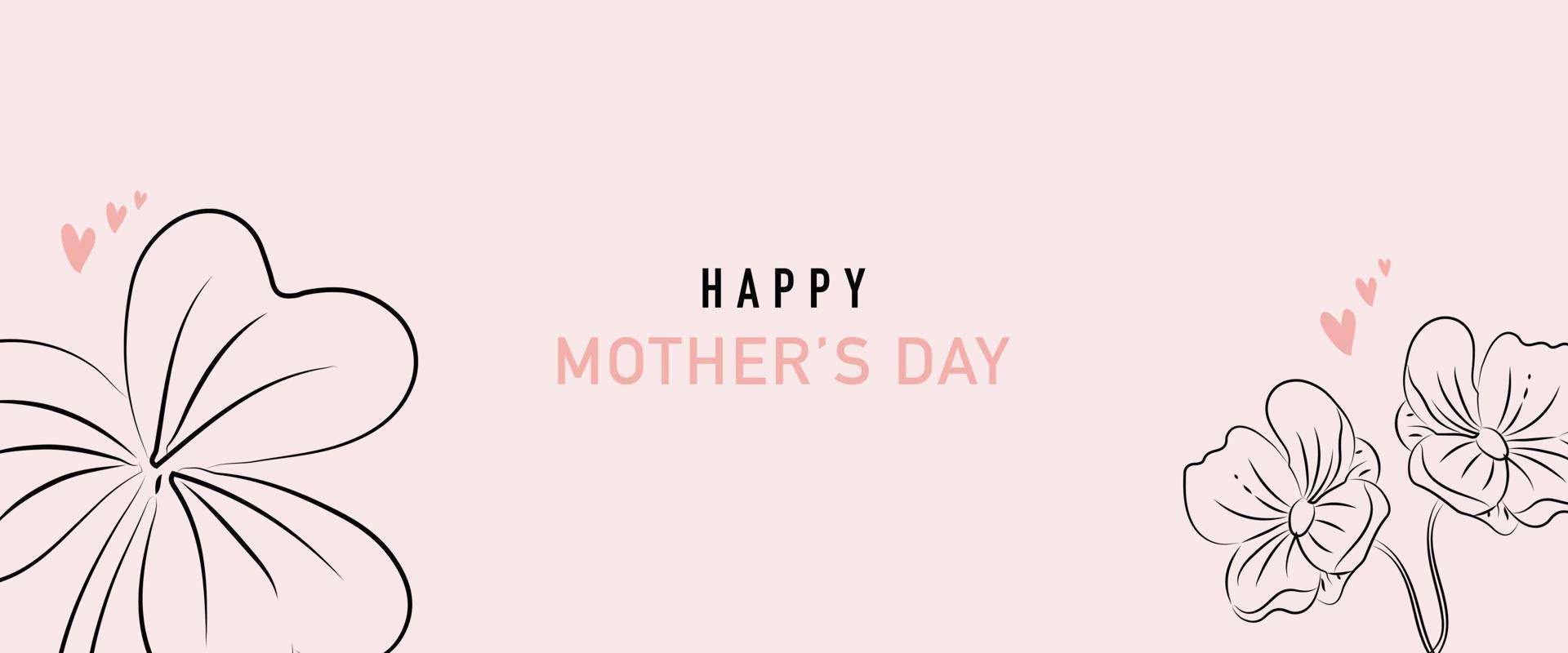 Happy Mothers Day Vector Greeting Card Set With Beautiful Flowers And
