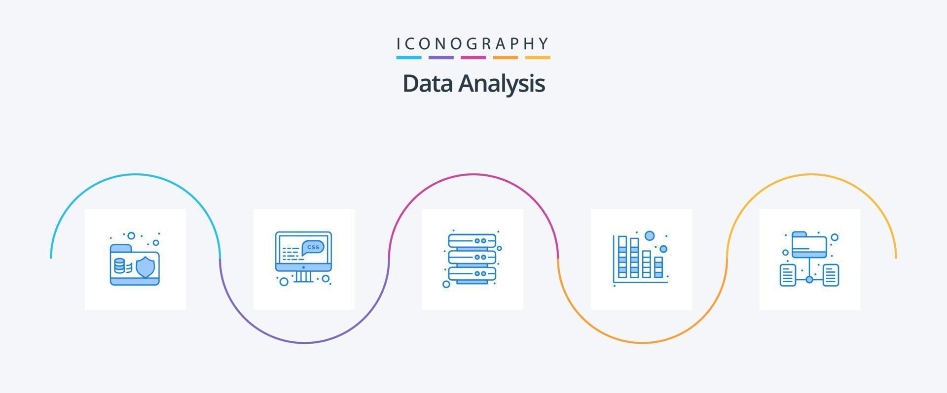 Data Analysis Blue 5 Icon Pack Including data network. graph ...