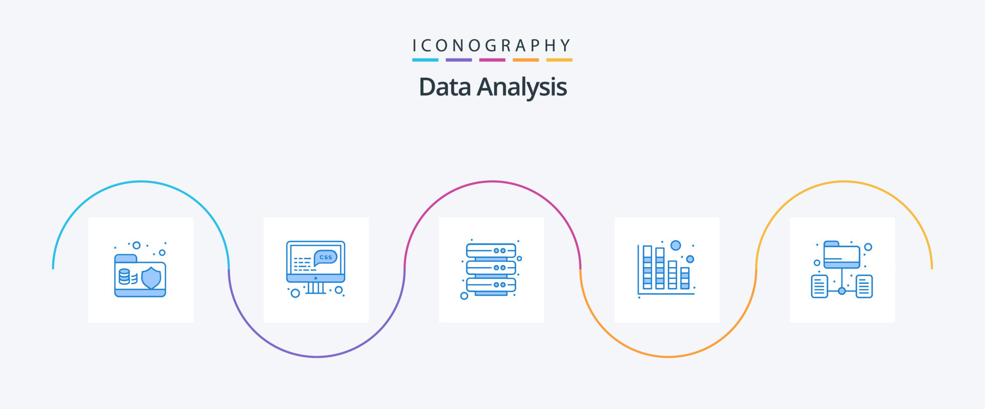 Data Analysis Blue 5 Icon Pack Including data network. graph ...