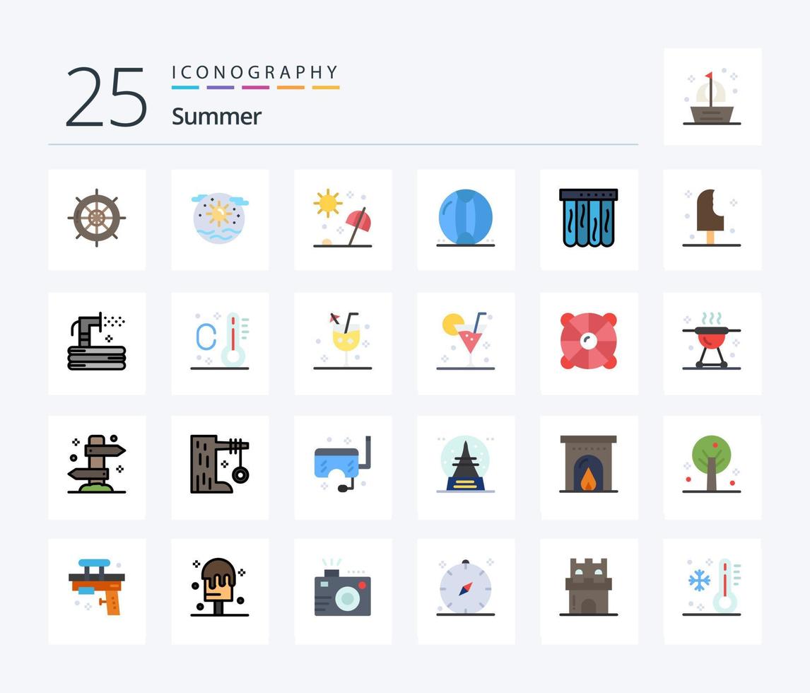 Summer 25 Flat Color icon pack including plastic. ball. planet. travel ...