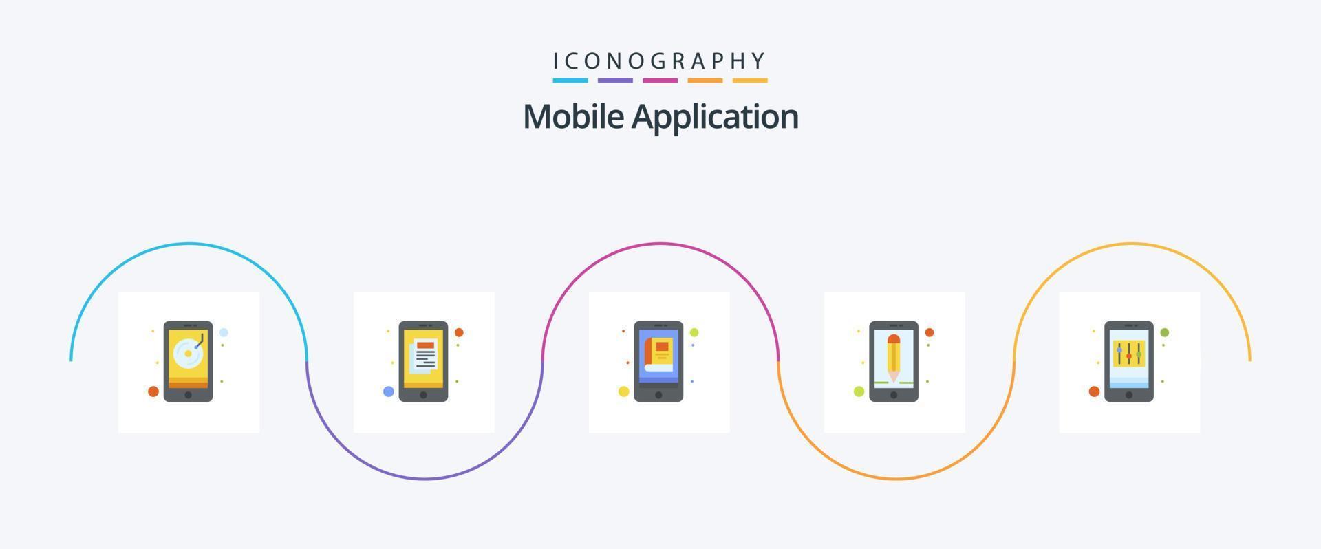 Mobile Application Flat 5 Icon Pack Including application. ui. app ...
