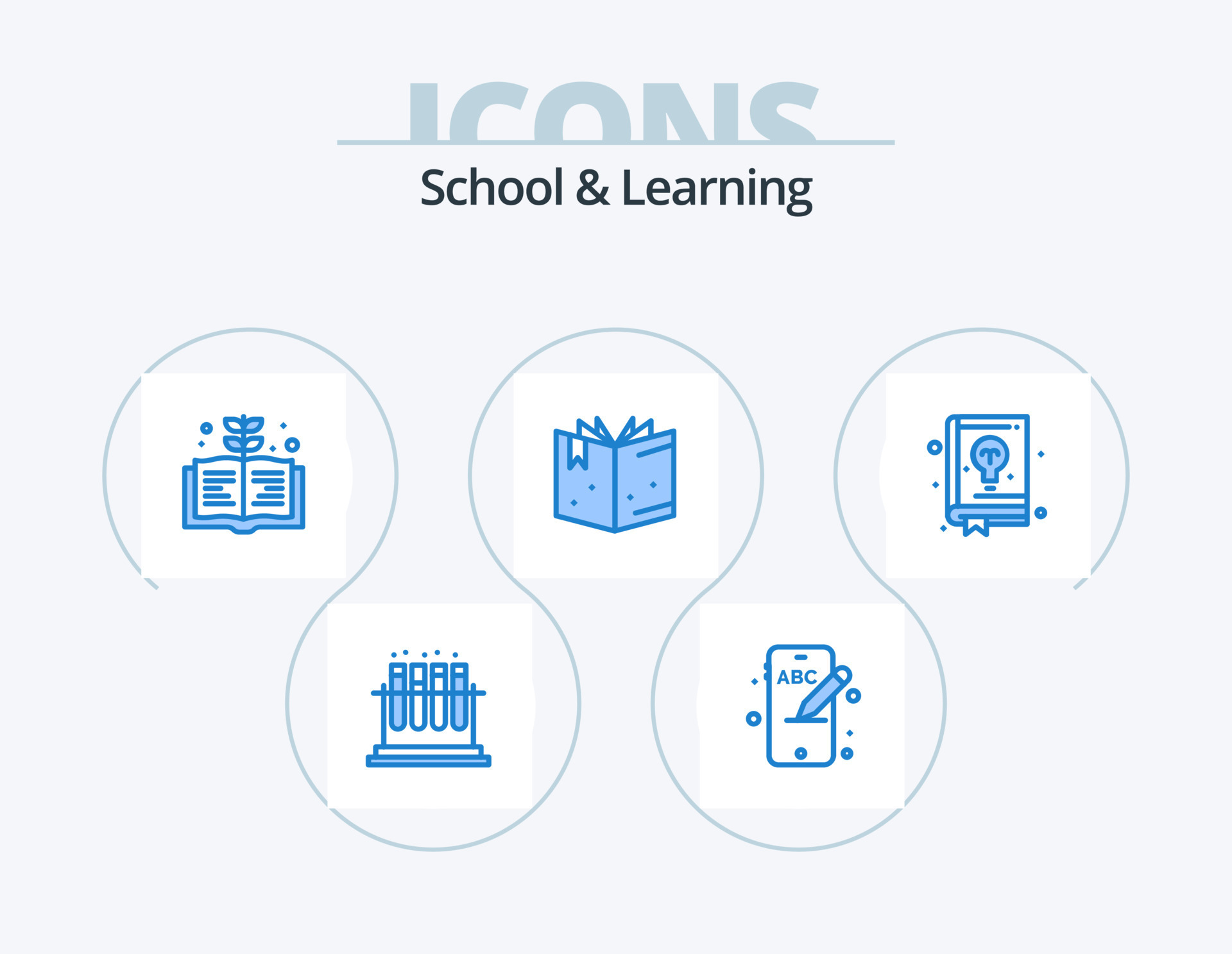 School And Learning Blue Icon Pack 5 Icon Design. . education. . guide ...