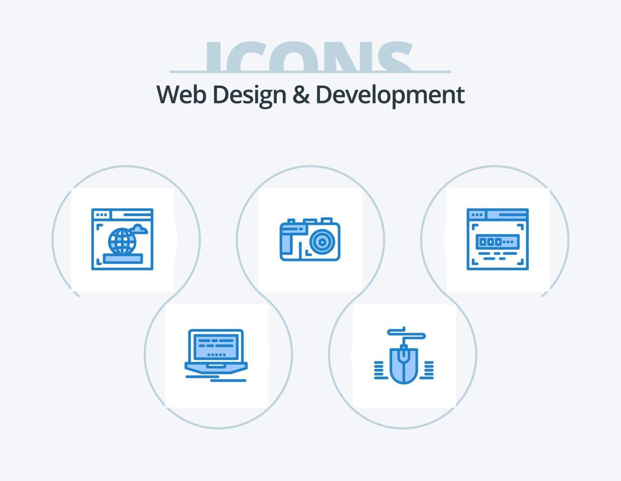 Web Design And Development Blue Icon Pack 5 Icon Design. . . web. front ...