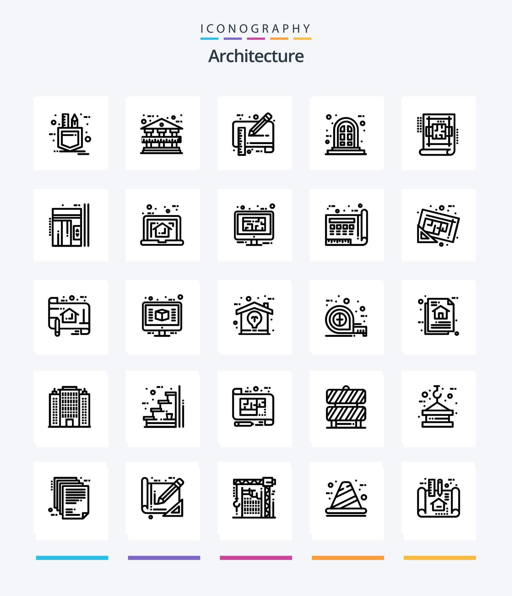 Creative Architecture 25 OutLine icon pack Such As plan. architecture ...