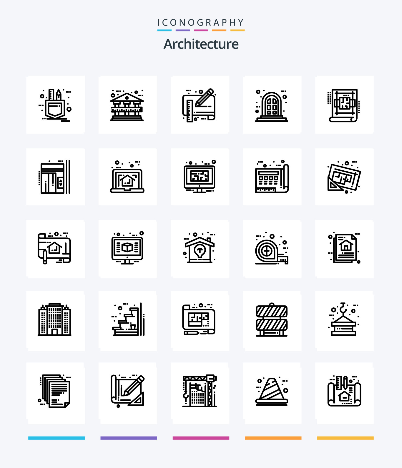 Creative Architecture 25 OutLine icon pack Such As plan. architecture ...