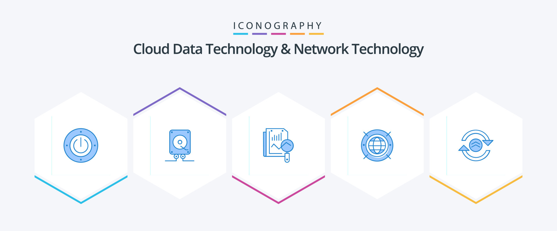 Cloud Data Technology And Network Technology 25 Blue icon pack including refresh. computing ...