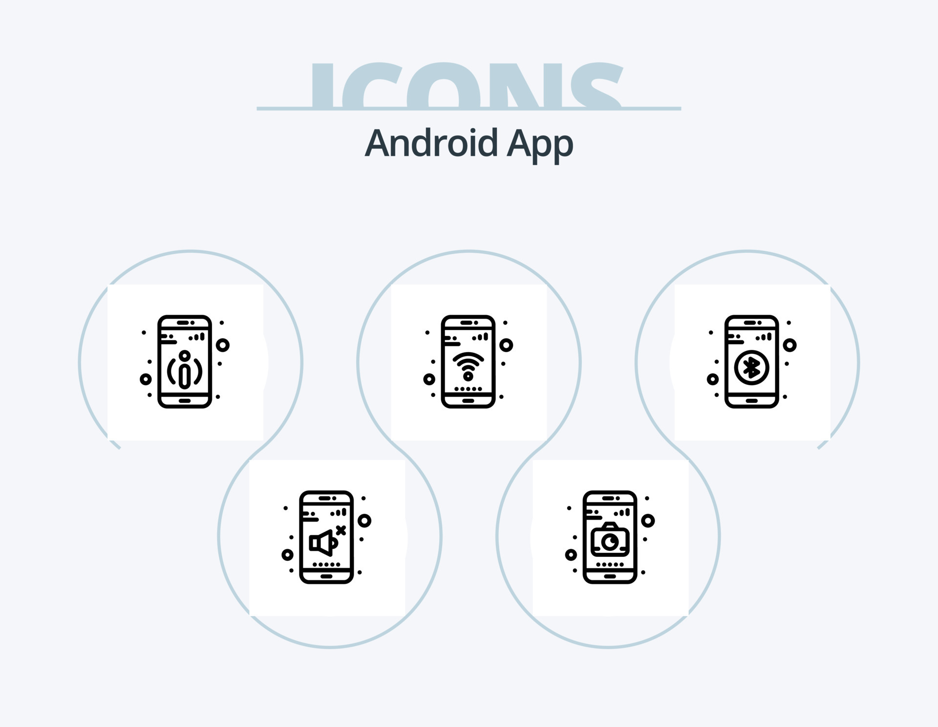 Android App Line Icon Pack 5 Icon Design. . research. map. explore ...