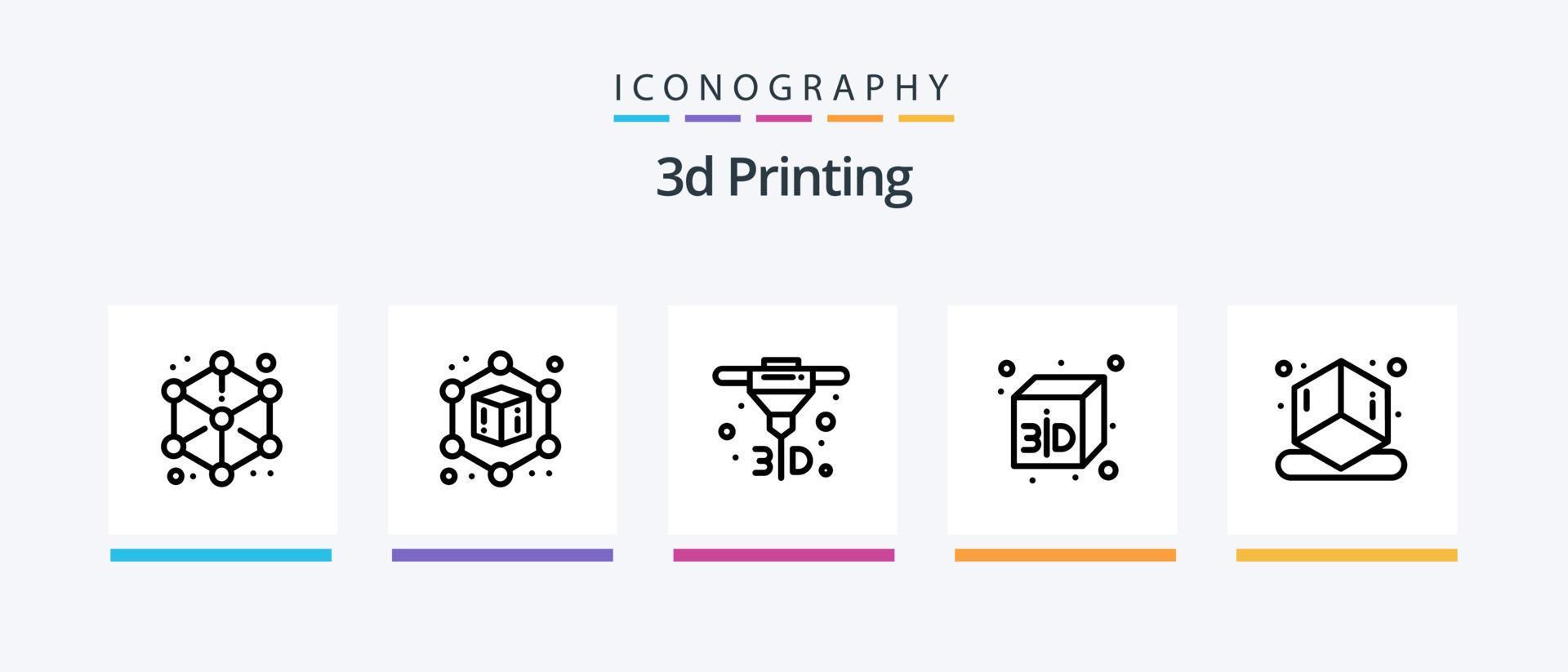 3d Printing Line 5 Icon Pack Including . geometric. shape. cube. computer. Creative Icons Design ...