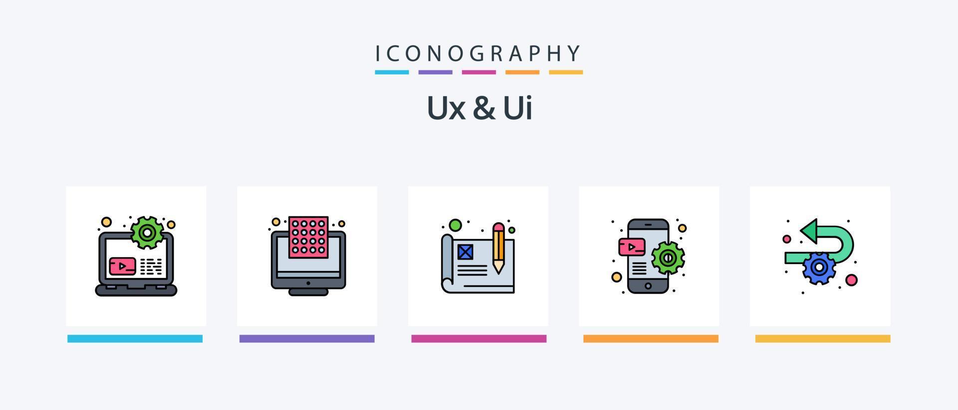Ux And Ui Line Filled 5 Icon Pack Including color. help problem. computer. funnel. conversion ...
