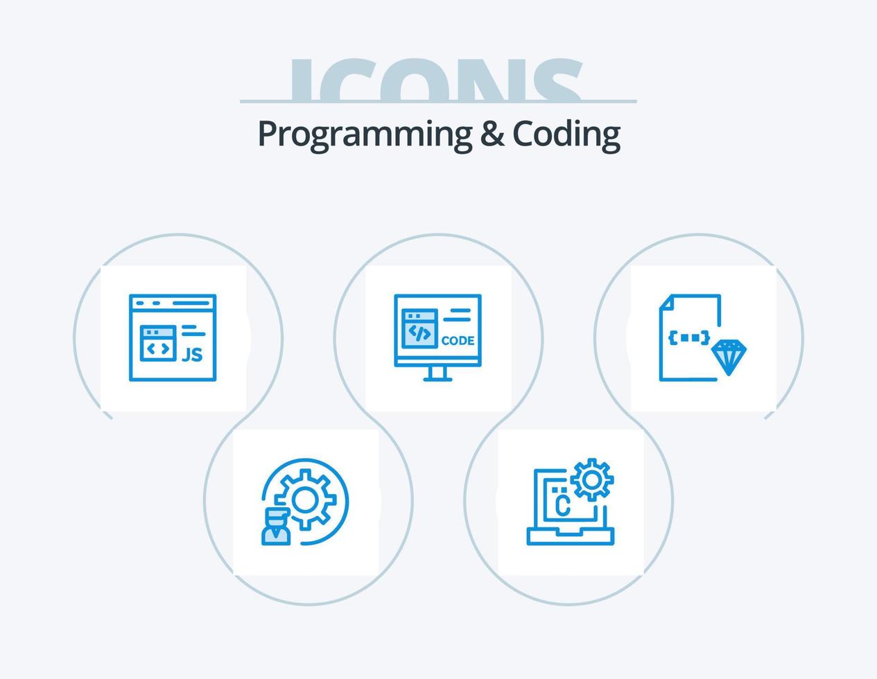 Programming And Coding Blue Icon Pack 5 Icon Design Coding App Develop Js Develop 19204240