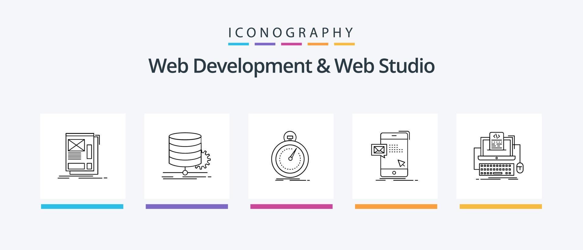 Web Development And Web Studio Line 5 Icon Pack Including develop. creative. responsive ...