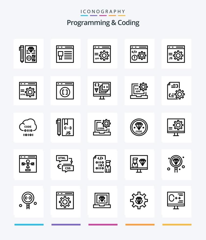 Creative Programming And Coding 25 Outline Icon Pack Such As Develop Browser Page Programming