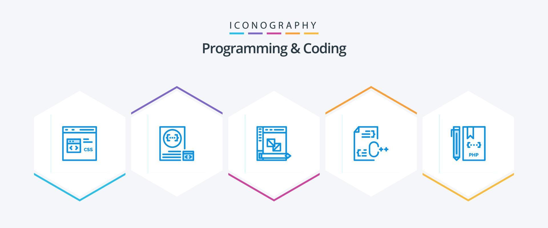 Programming And Coding 25 Blue Icon Pack Including Develop C
