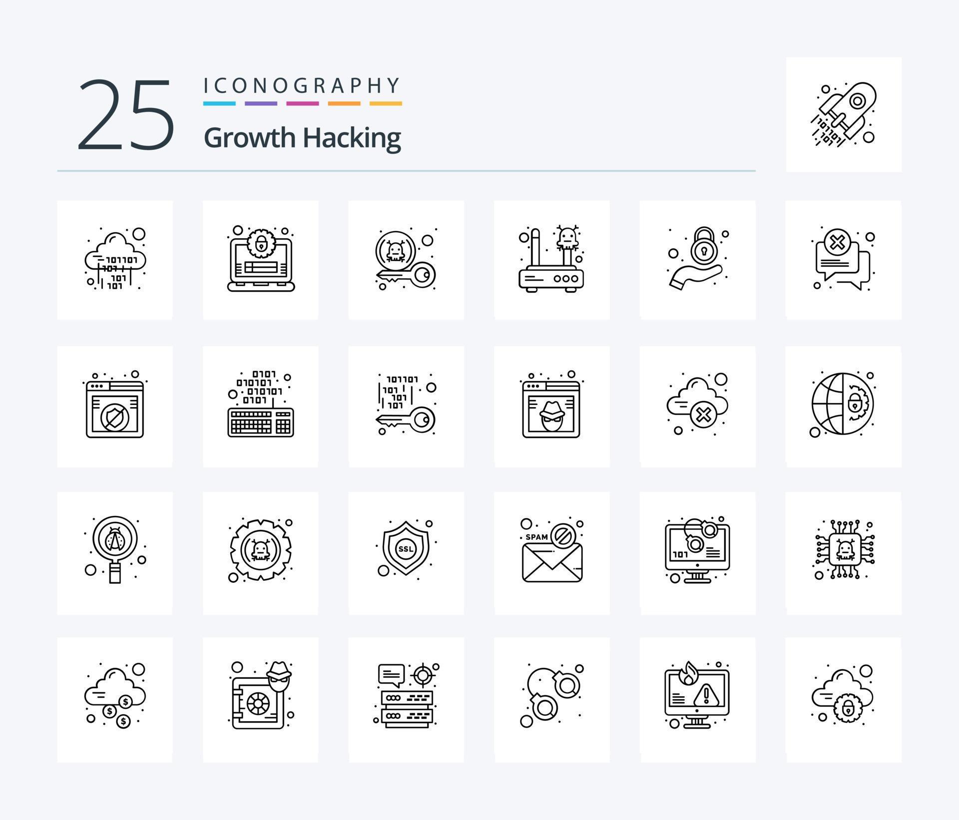 Hacking 25 Line icon pack including network. internet. secure. error ...
