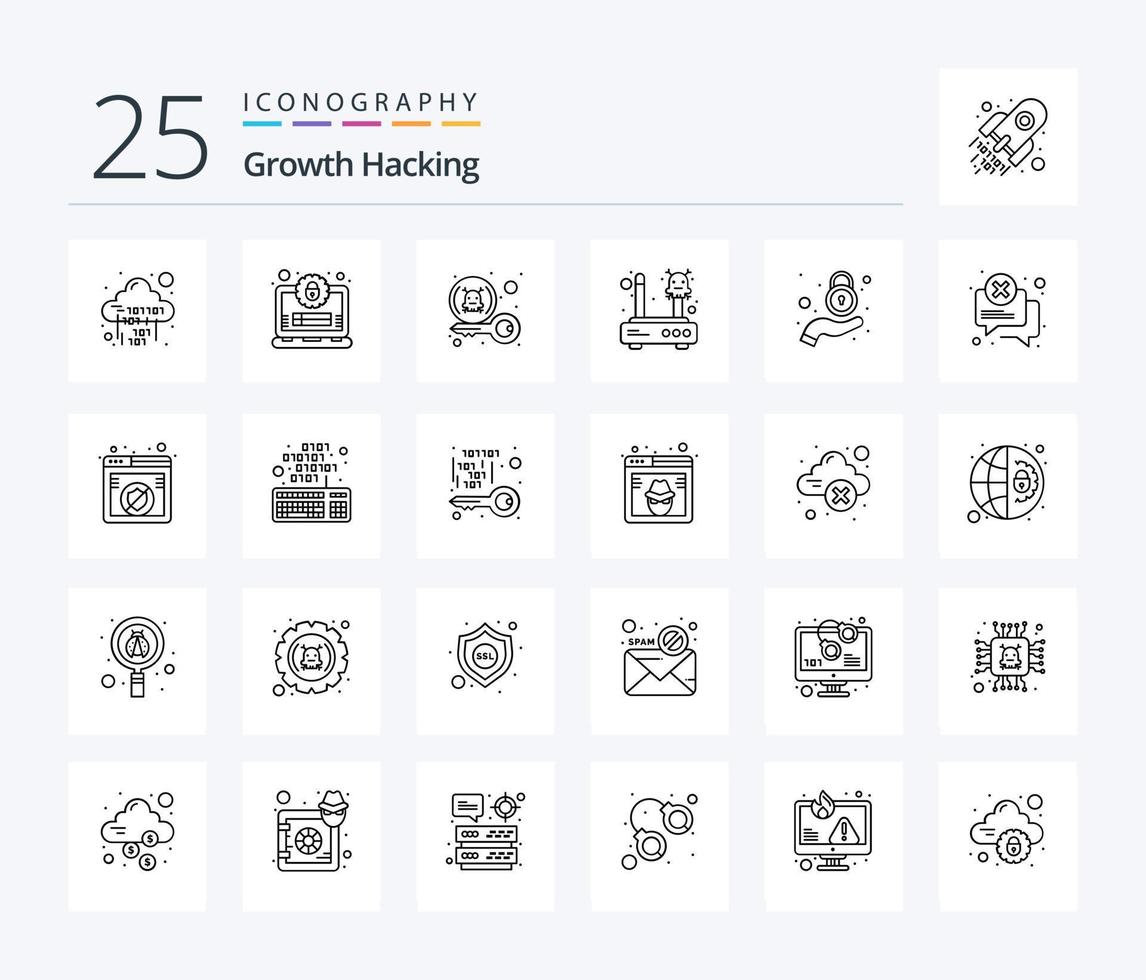 Hacking 25 Line icon pack including network. internet. secure. error ...