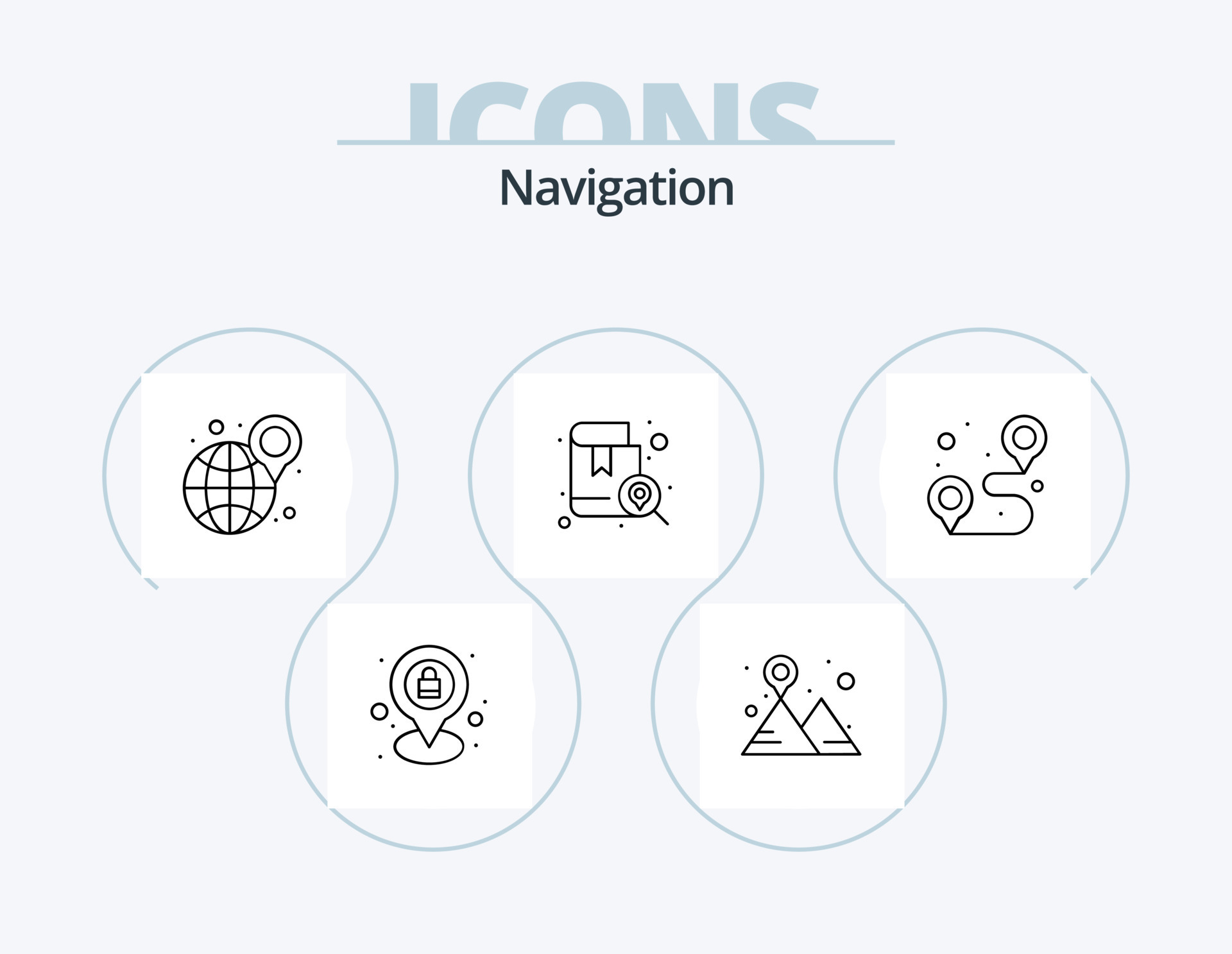 Navigation Line Icon Pack 5 Icon Design Navigation Place