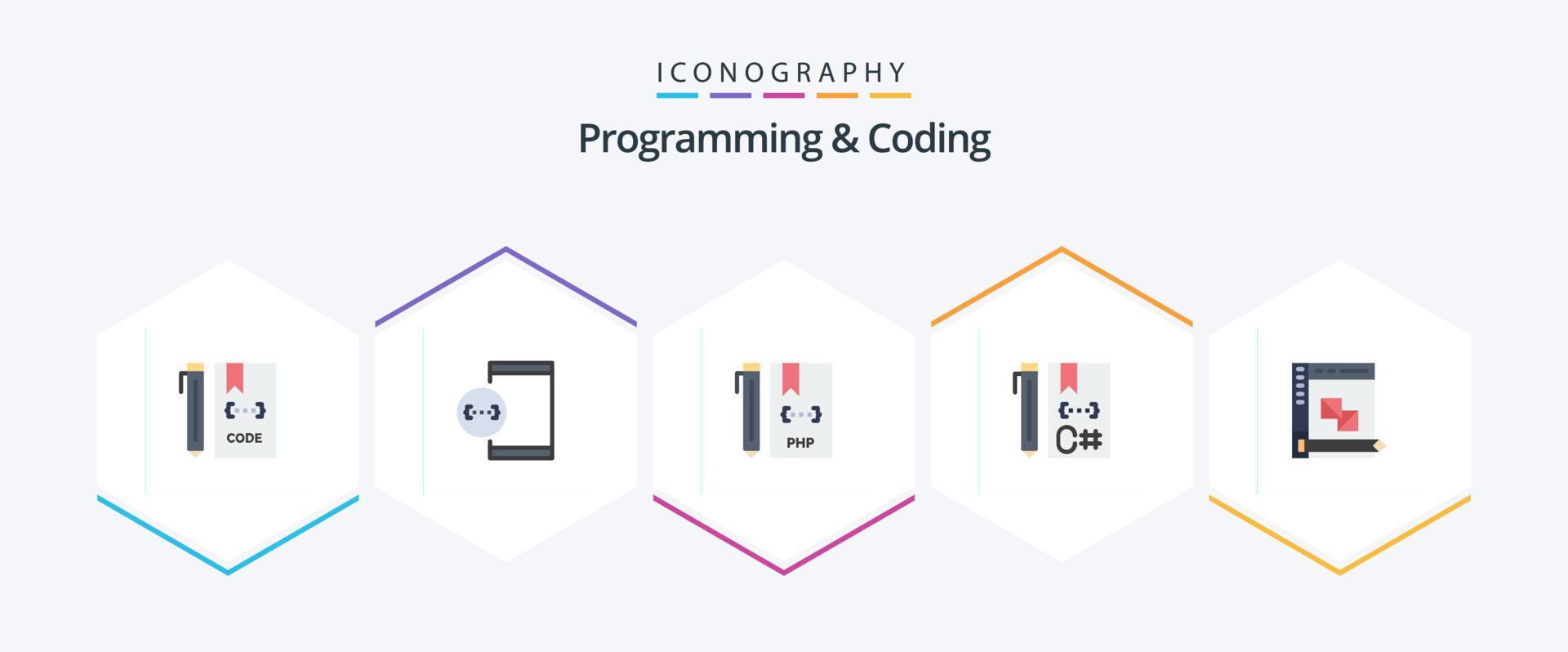 Programming And Coding 25 Flat icon pack including coding. c. development. php. development ...