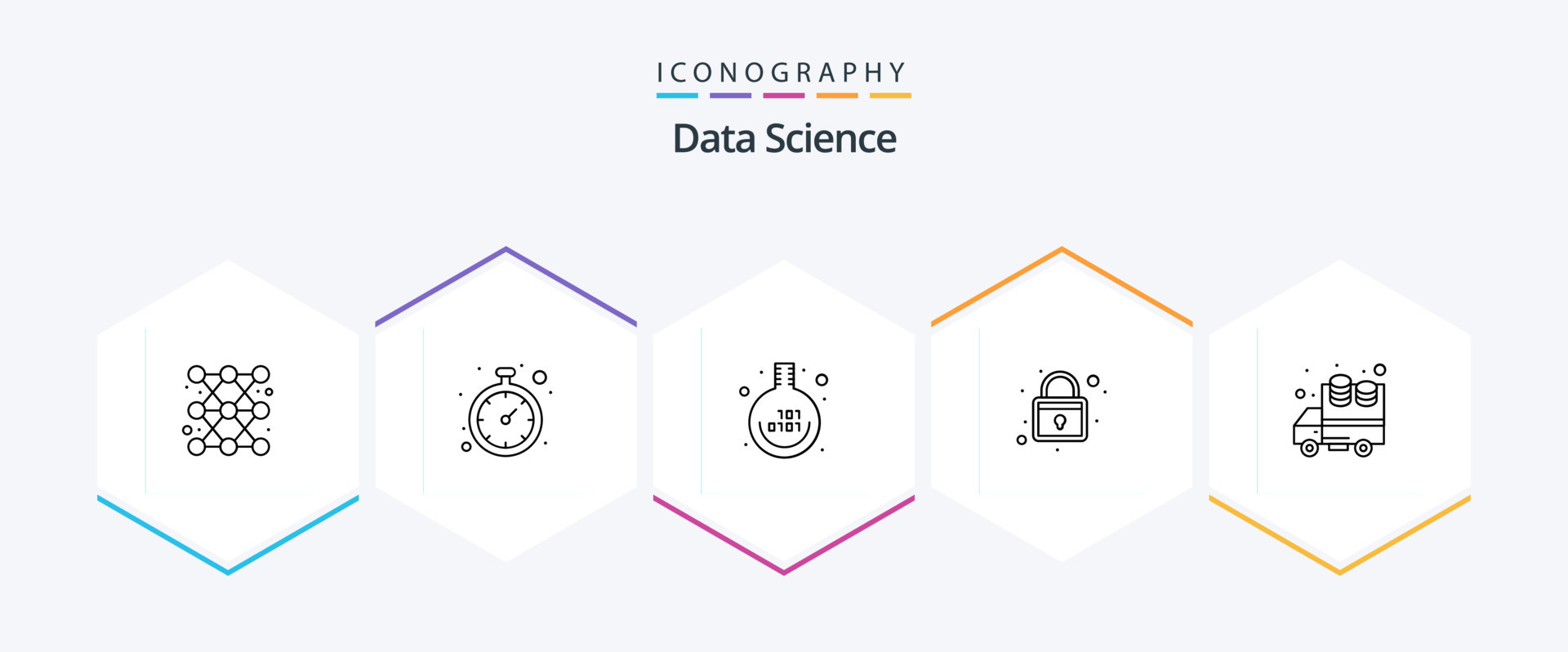 Data Science 25 Line Icon Pack Including Big Data Rack Time Analysis Protection Binary Code