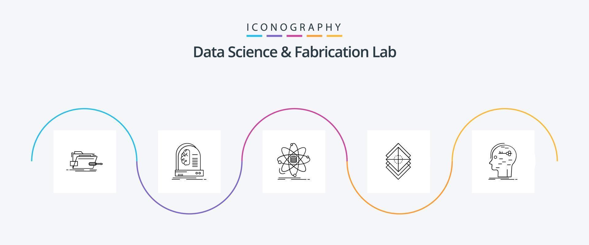 Data Science And Fabrication Lab Line 5 Icon Pack Including s. arrange. intelligence. science ...