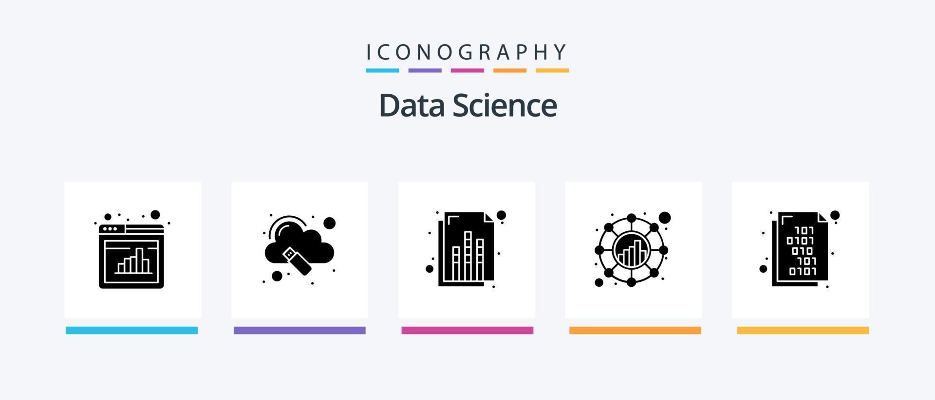 Data Science Glyph 5 Icon Pack Including binary code. network ...